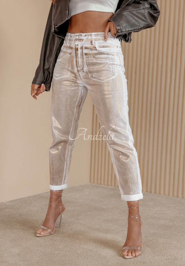 Džíny She Inspires bílo-zlaté - Internetový obchod Andzela