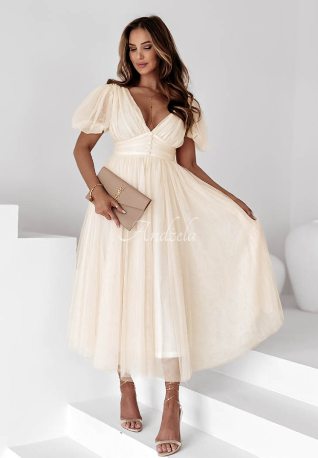 Tylové šaty maxi Creative Celebrations vanilková - Internetový obchod ...