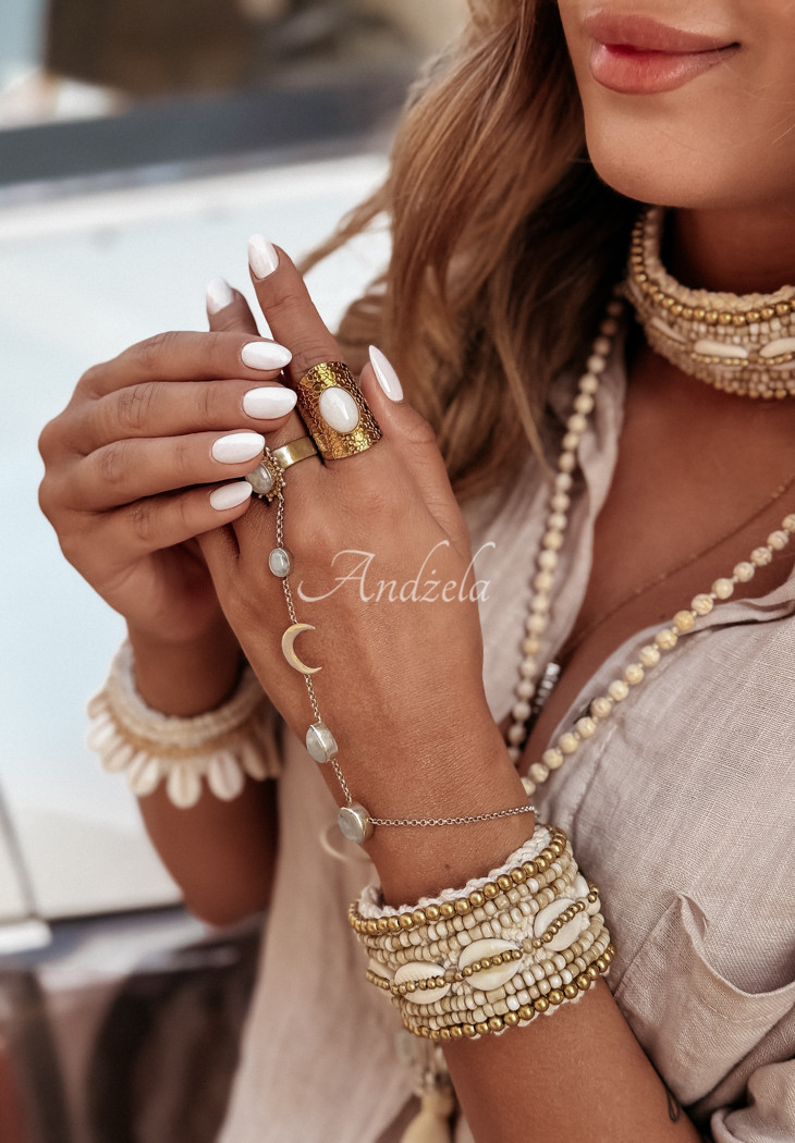 Široký prstýnek s kamínkem Graceful Gems zlato-Bílá - Internetový ...