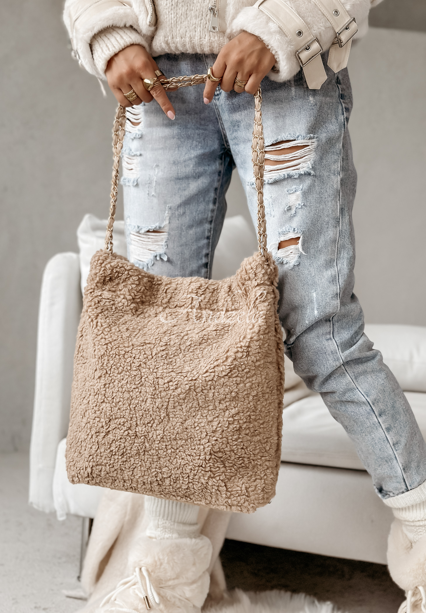 Kabelka kožíšek Fluffy Aura velbloudí - Internetový obchod Andzela