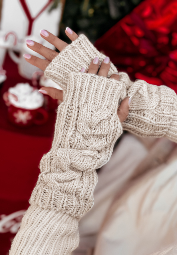 Pletené rukavice Winter Wishes béžové - Internetový obchod Andzela