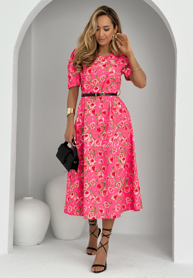 Květinové šaty s páskem Dream A New Dream růžová - Internetový obchod ...